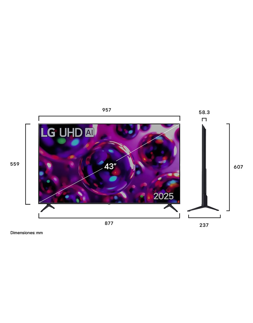 Smart TV LG UHD AI UA80 4K de 43 pulgadas - 43UA8050PSA.AWH | LG Chile