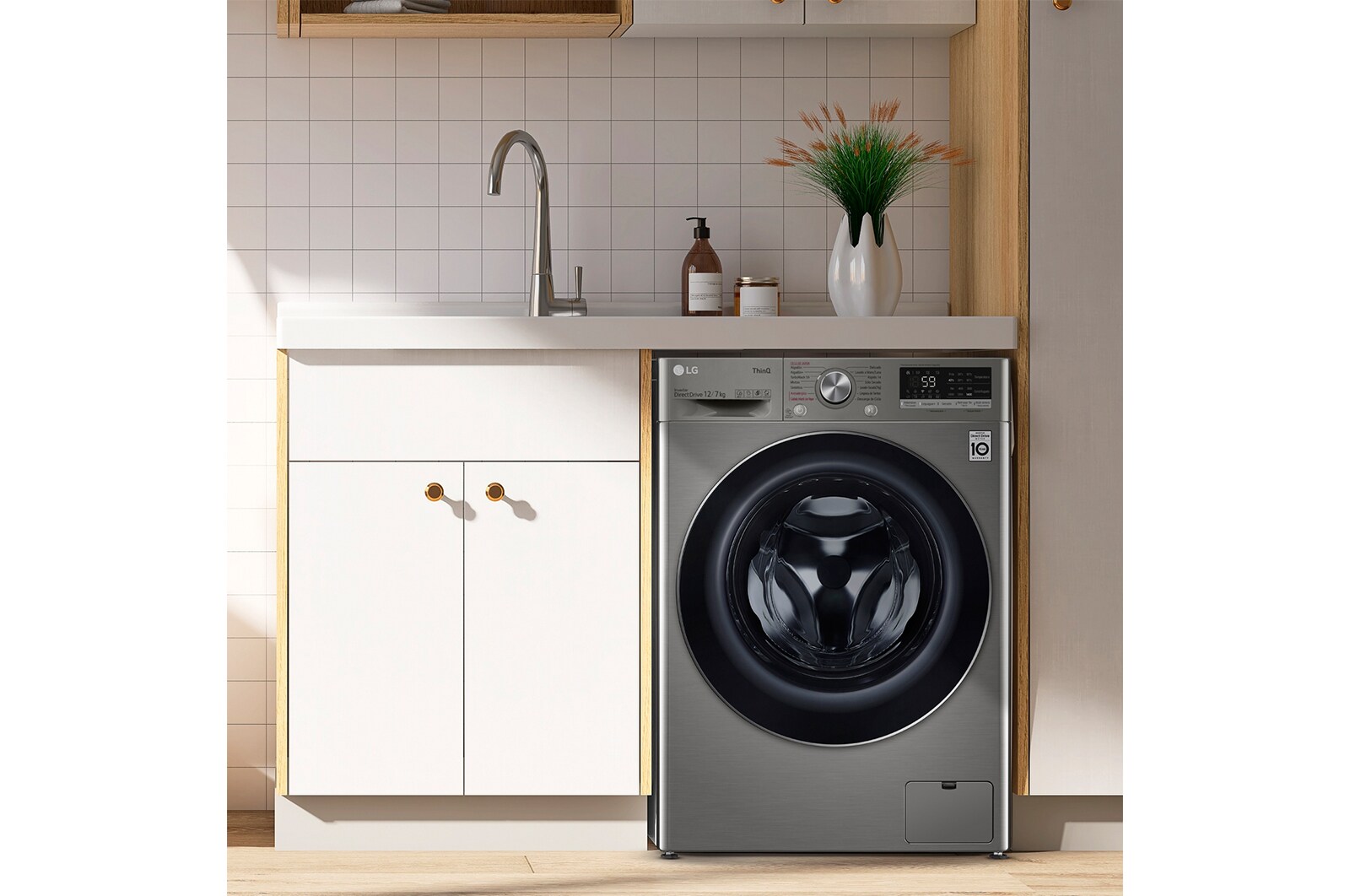 Lavadora Secadora de 12 Kg /7 Kg con Inteligencia Artificial AIDD™ - WD12VVC4S6C | LG CL