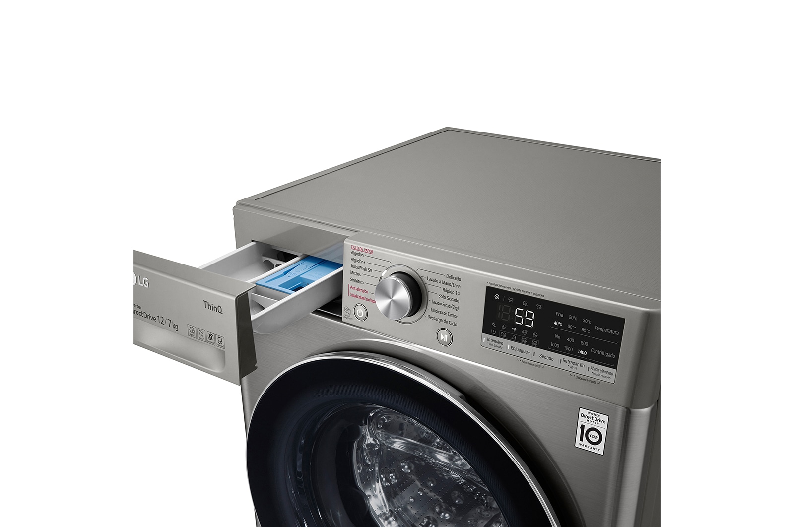 Lavadora Secadora de 12 Kg /7 Kg con Inteligencia Artificial AIDD™ - WD12VVC4S6C | LG CL