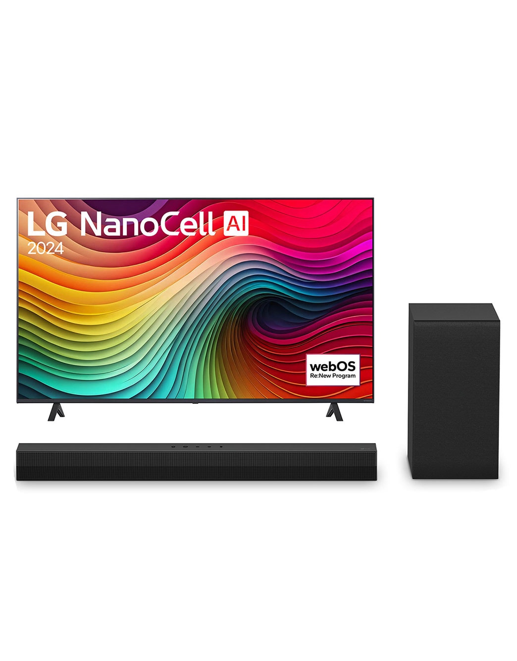 LG AI Nano Cell 80 4K 55" Smart TV 2024 + LG Soundbar S40T | Sonido ...
