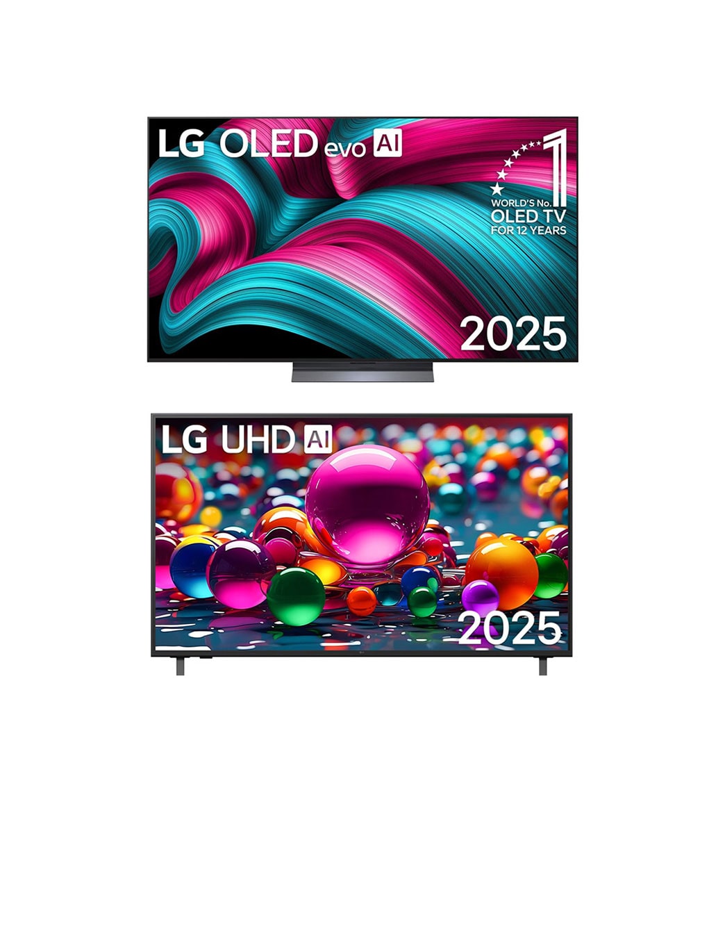 Smart TV LG OLED evo AI C5 4K de 65 pulgadas 2025 + Smart TV LG UHD AI UA75 4K de 55 pulgadas ...