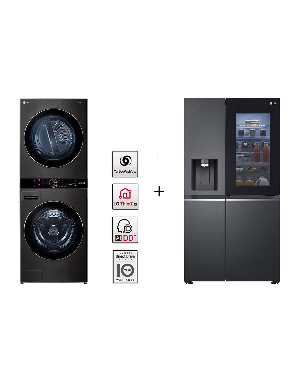 Combo WashTower Lavado (25Kg) & Secado (22Kg) / Nevecon InstaView 635L | LG CO