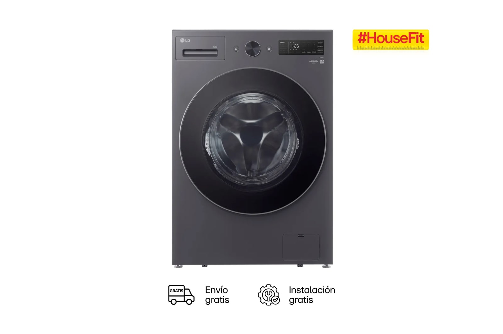 Lavadora Carga Frontal -20kg/44lbs - AIDD - Compacta Negro Grafito WO20EGNTS6P | LG CO