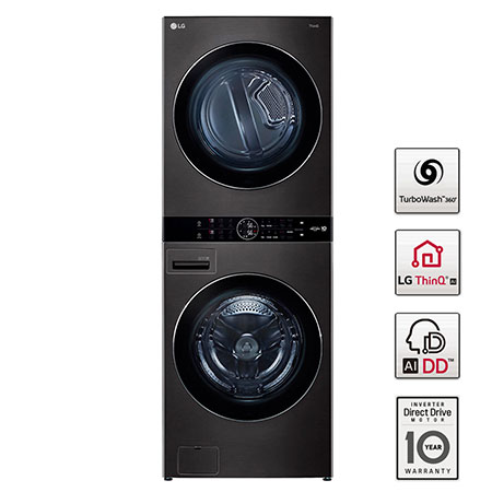 LG WashTower (25kg/55lbs) & Secadora (25kg/55lbs) AIDD, Color Negro | LG CO