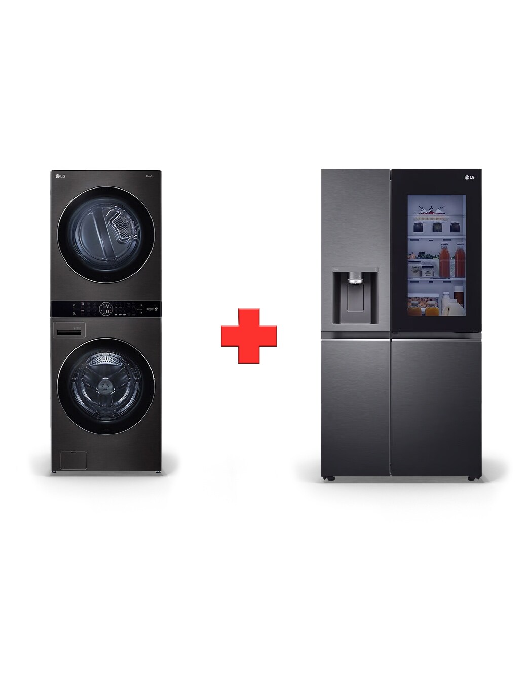 LG WashTower 25kg Secadora 25kg + Nevecón 637lts SXS InstaView Negro ...