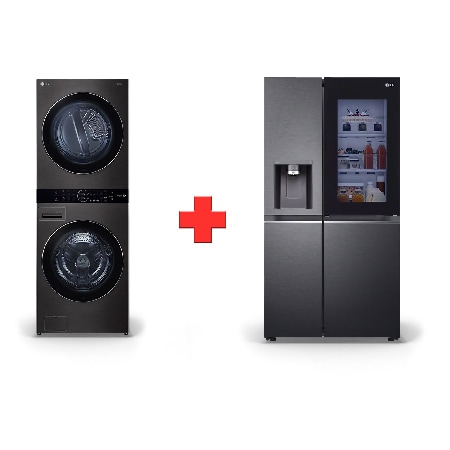 LG WashTower 25kg Secadora 25kg + Nevecón 637lts SXS InstaView Negro ...