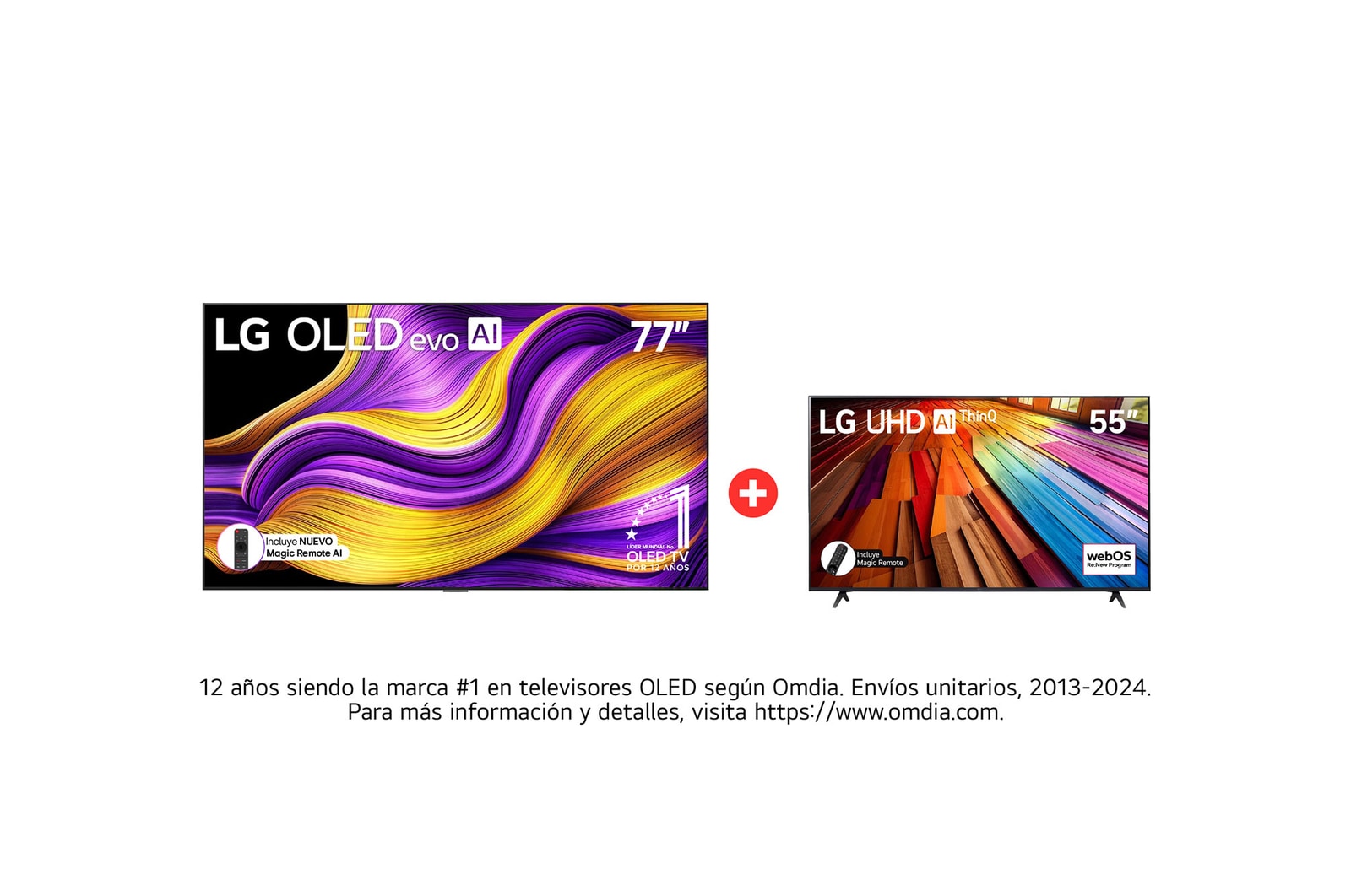 Combo TV 77" OLED G5 + 55" UT8050 – ¡Imagen de galería + doble ...