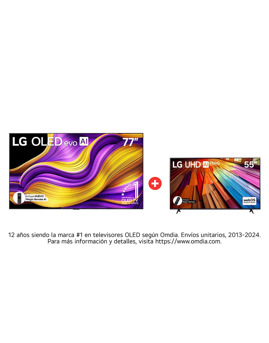 Combo TV 77" OLED G5 + 55" UT8050 – ¡Imagen de galería + doble ...
