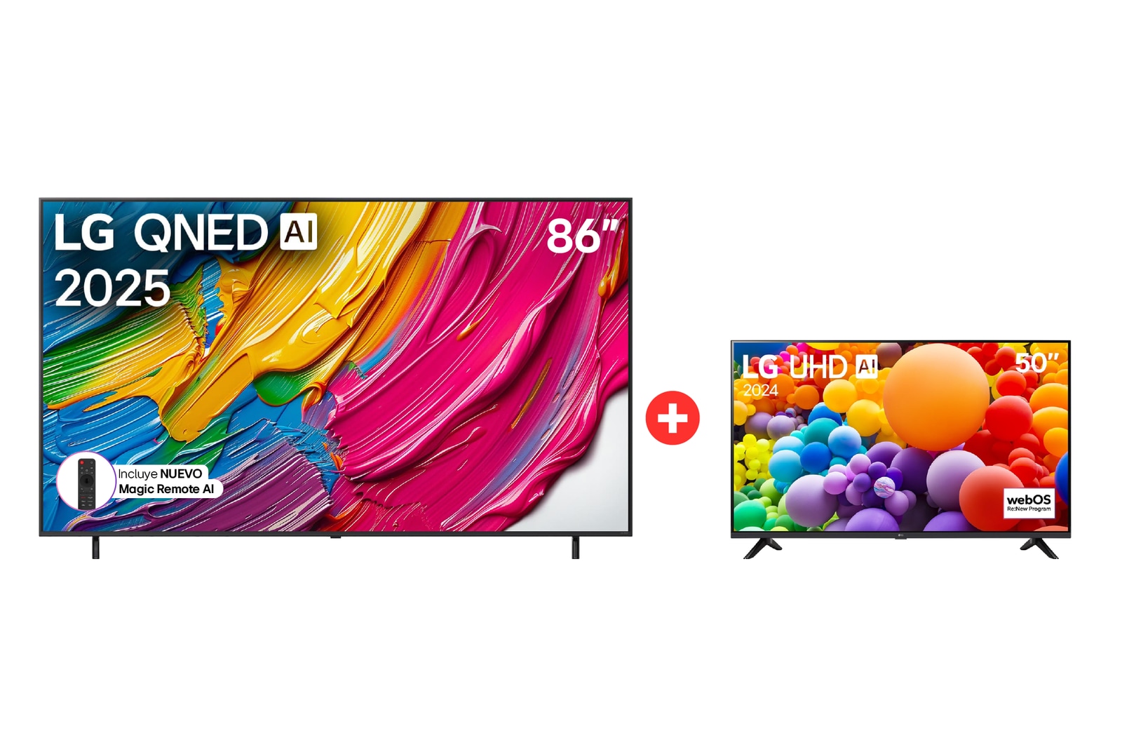 Combo TV 86" QNED80 + 50" UT7300 – ¡Colores vibrantes + TV adicional ...