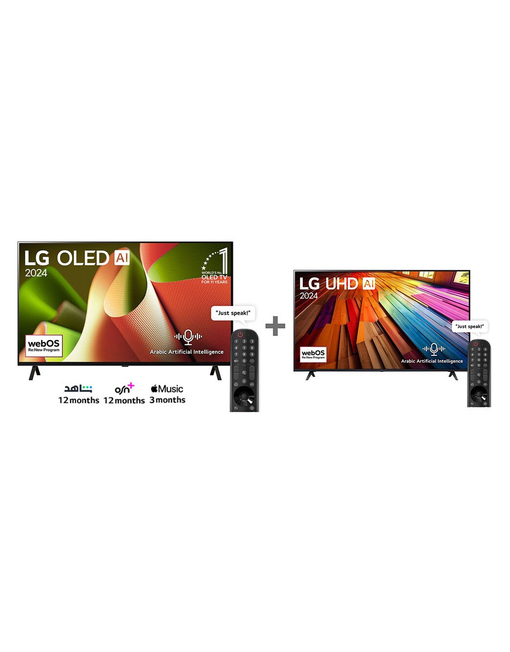 65 Inch LG OLED AI B4 4K Smart TV AI Magic remote Dolby Vision webOS24 (2024) + 65 Inch LG UHD ...
