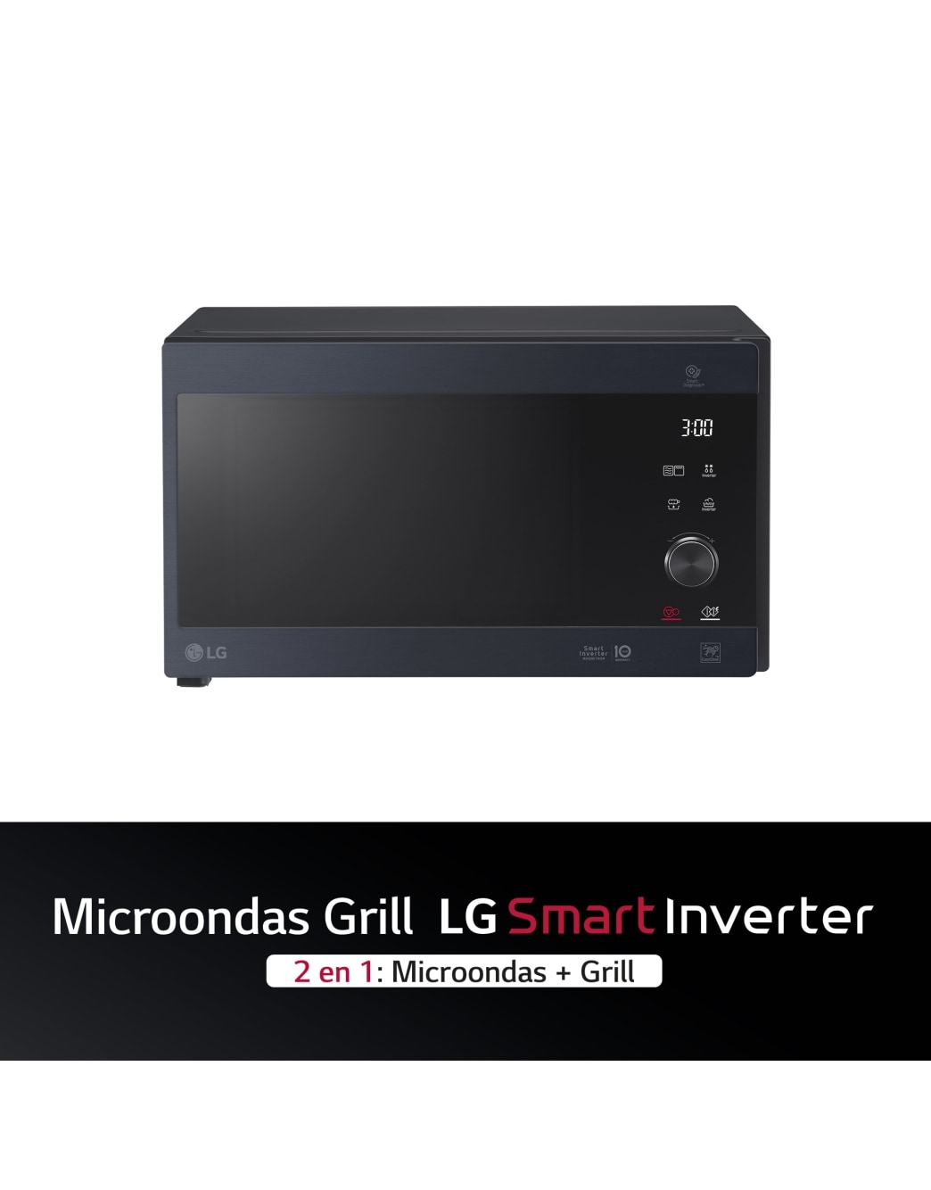 Microondas Grill Smart Inverter 1000W de 25 litros, Acero negro ...