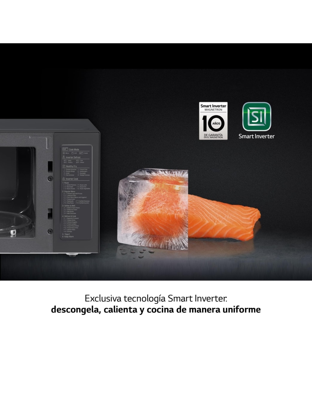 Microondas Grill Smart Inverter 1000W de 25 litros, Acero negro ...