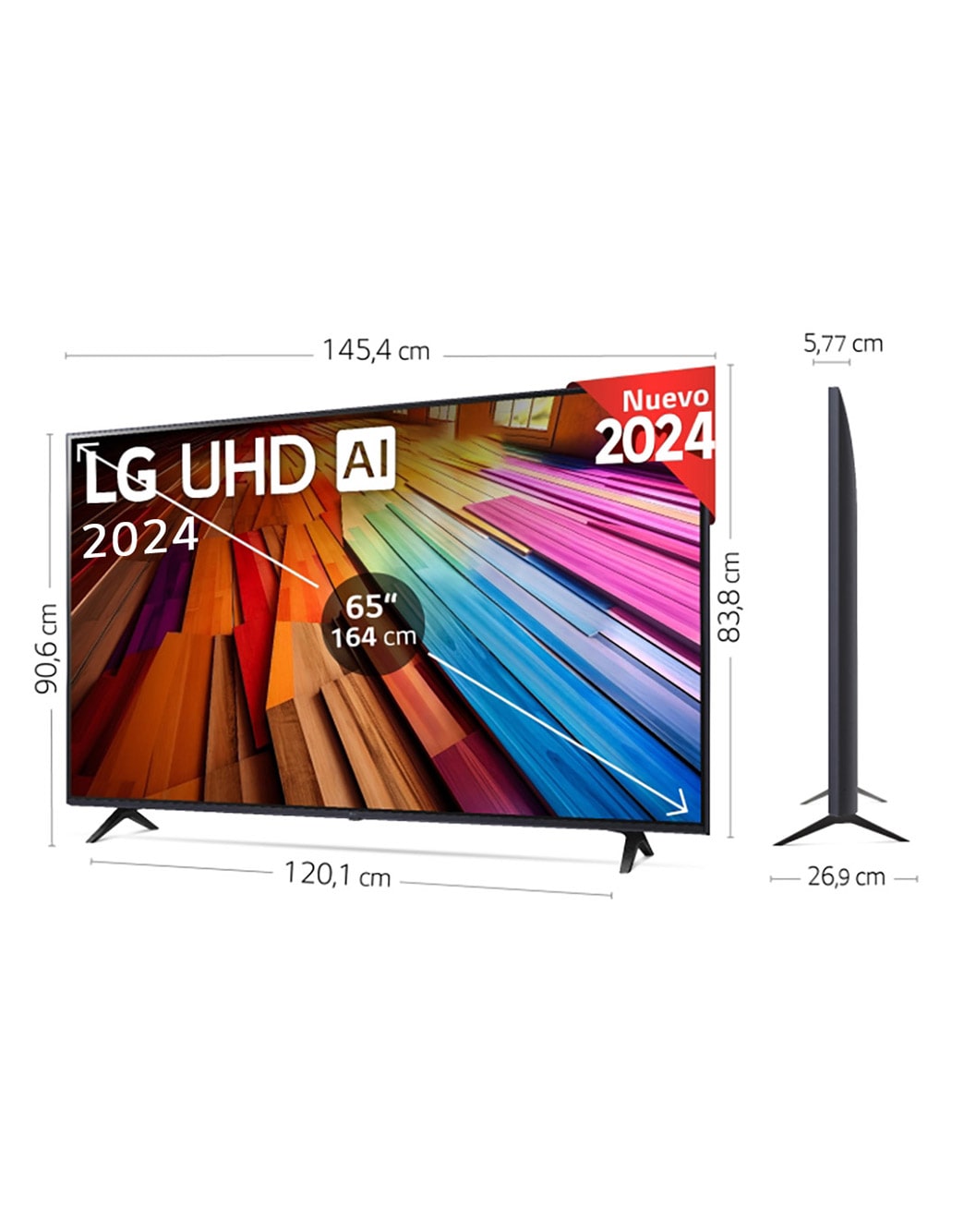 65 pulgadas TV LG UHD AI 4K serie UT80 con Smart TV WebOS24 ...