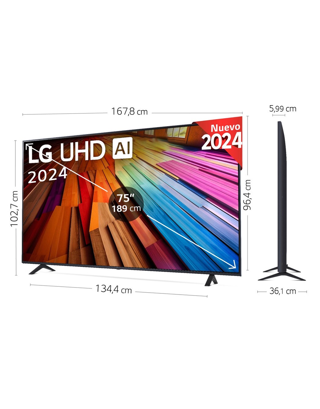 75 pulgadas TV LG UHD AI 4K serie UT80 con Smart TV WebOS24 ...