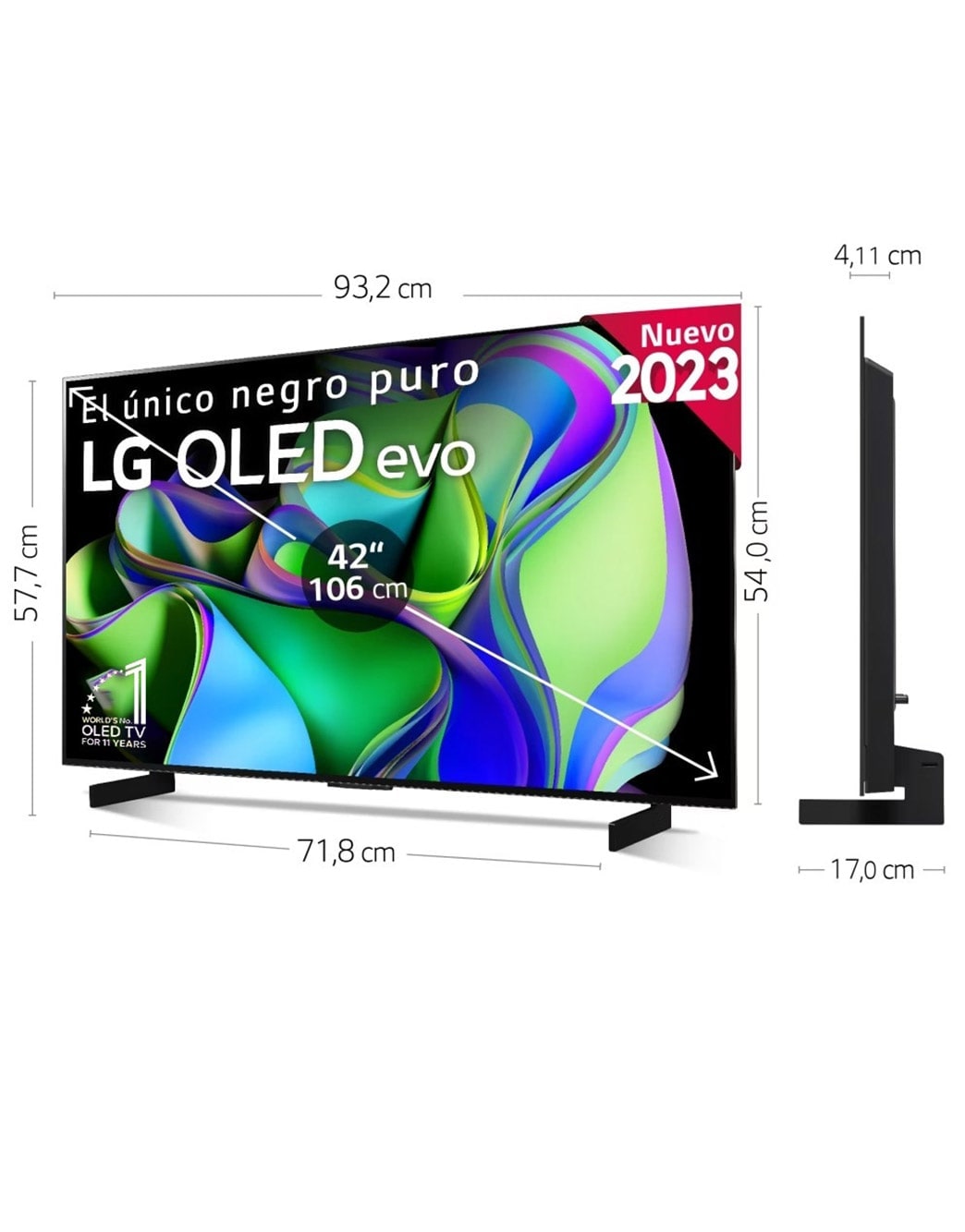 TV LG OLED evo 4K de 42'' C3, Procesador Máxima Potencia, Dolby Vision ...
