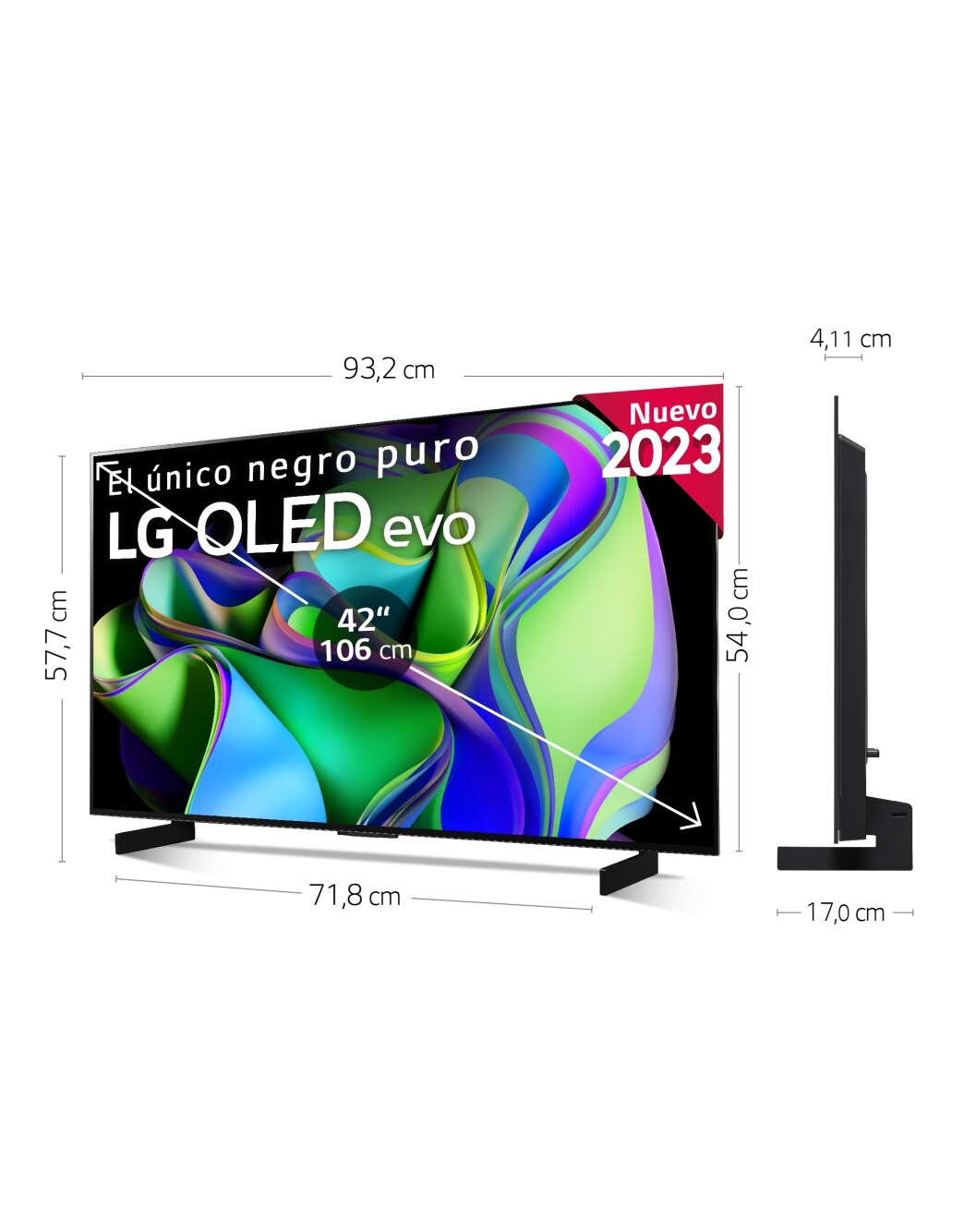 TV LG OLED evo 4K de 42'' C3, Procesador Máxima Potencia, Dolby Vision / Dolby ATMOS, Smart TV ...