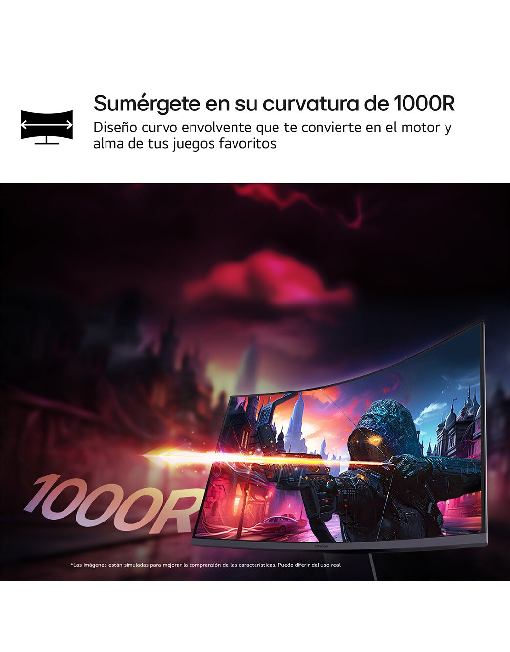 Monitor gaming LG UltraGear 27" (68,4cm) curvo 1000R, 1ms, 2560 x 1440 QHD, 180Hz, AMD FreeSync ...