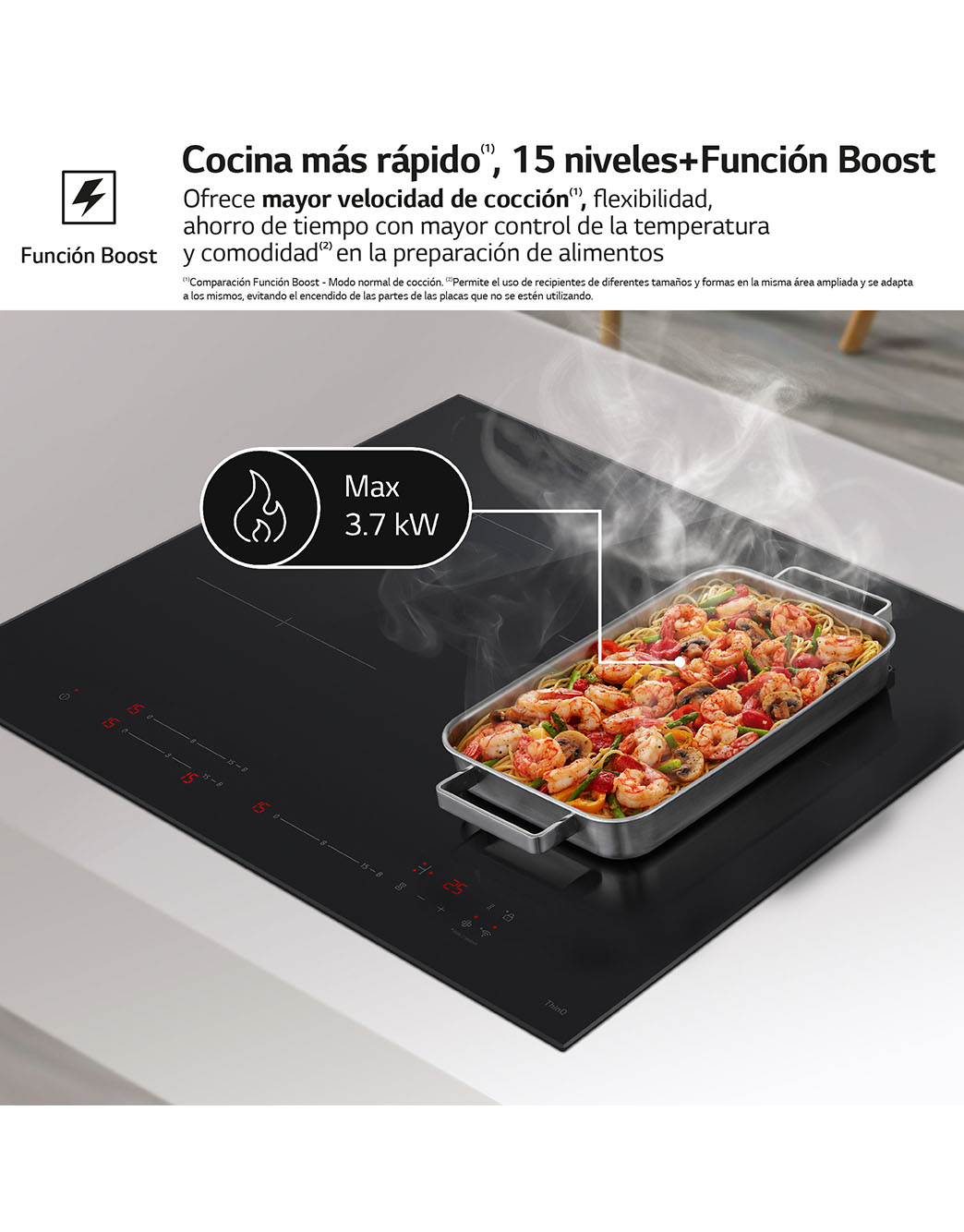Placa de inducción de 59cm, 3 zonas –Zona grande 28 cm | LG ES