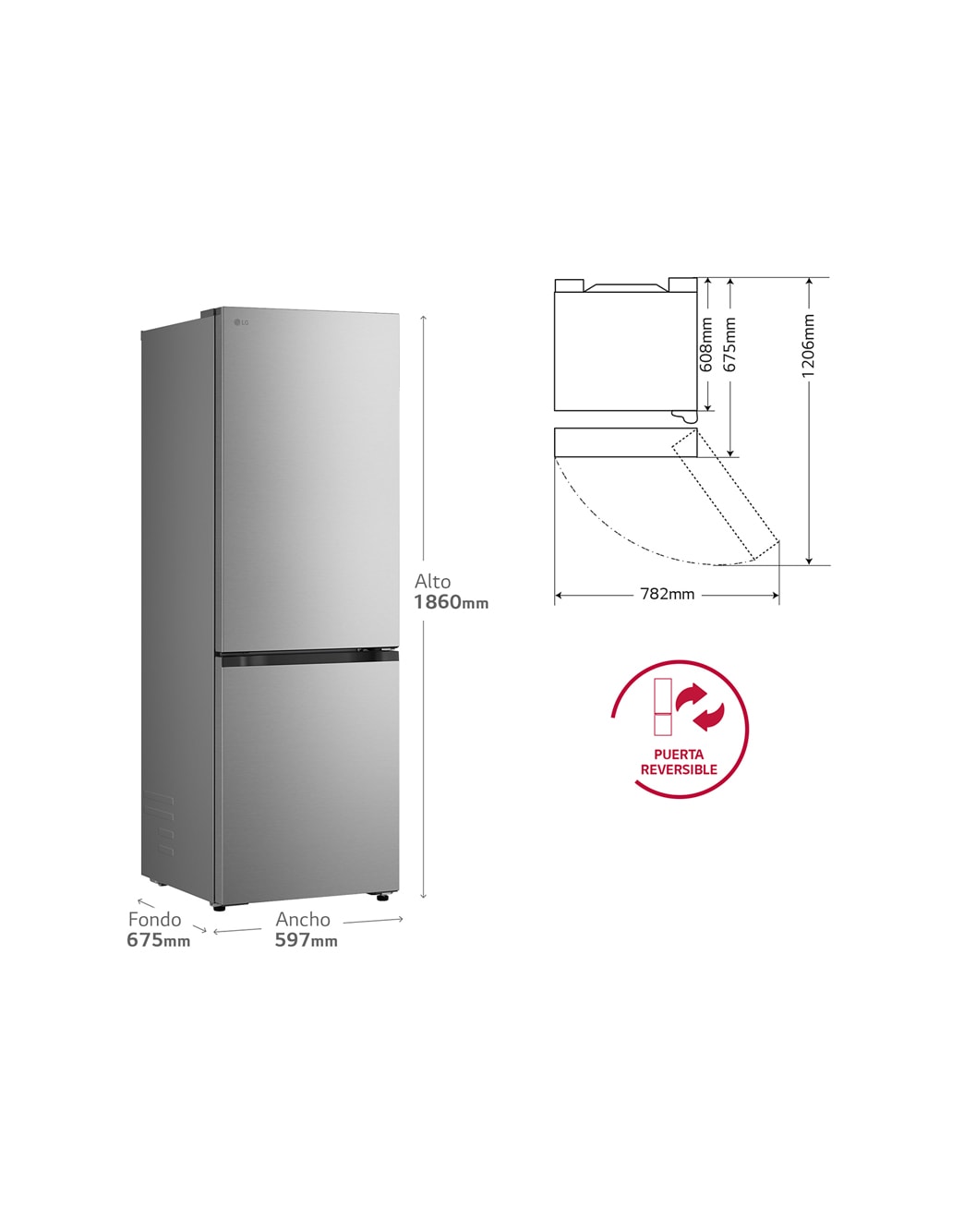 Outlet Frigorífico Combi | LG DoorCooling+, 1,86m, capacidad de 333l ...