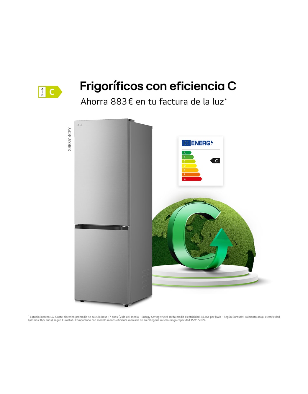 Outlet Frigorífico Combi | LG DoorCooling+, 1,86m, capacidad de 333l ...
