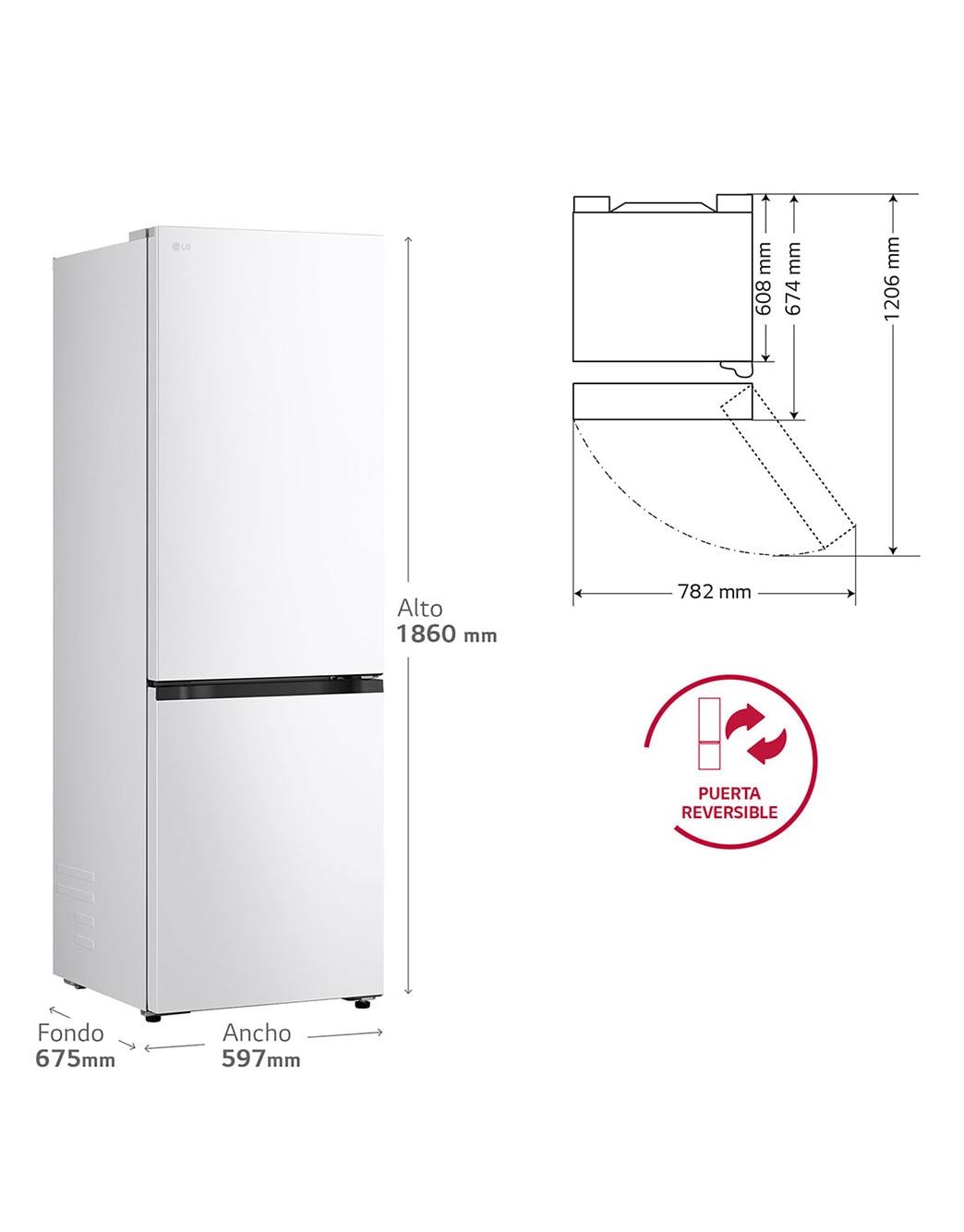 Outlet Frigorífico Combi | LG DoorCooling+, 1,86m, capacidad de 333l ...