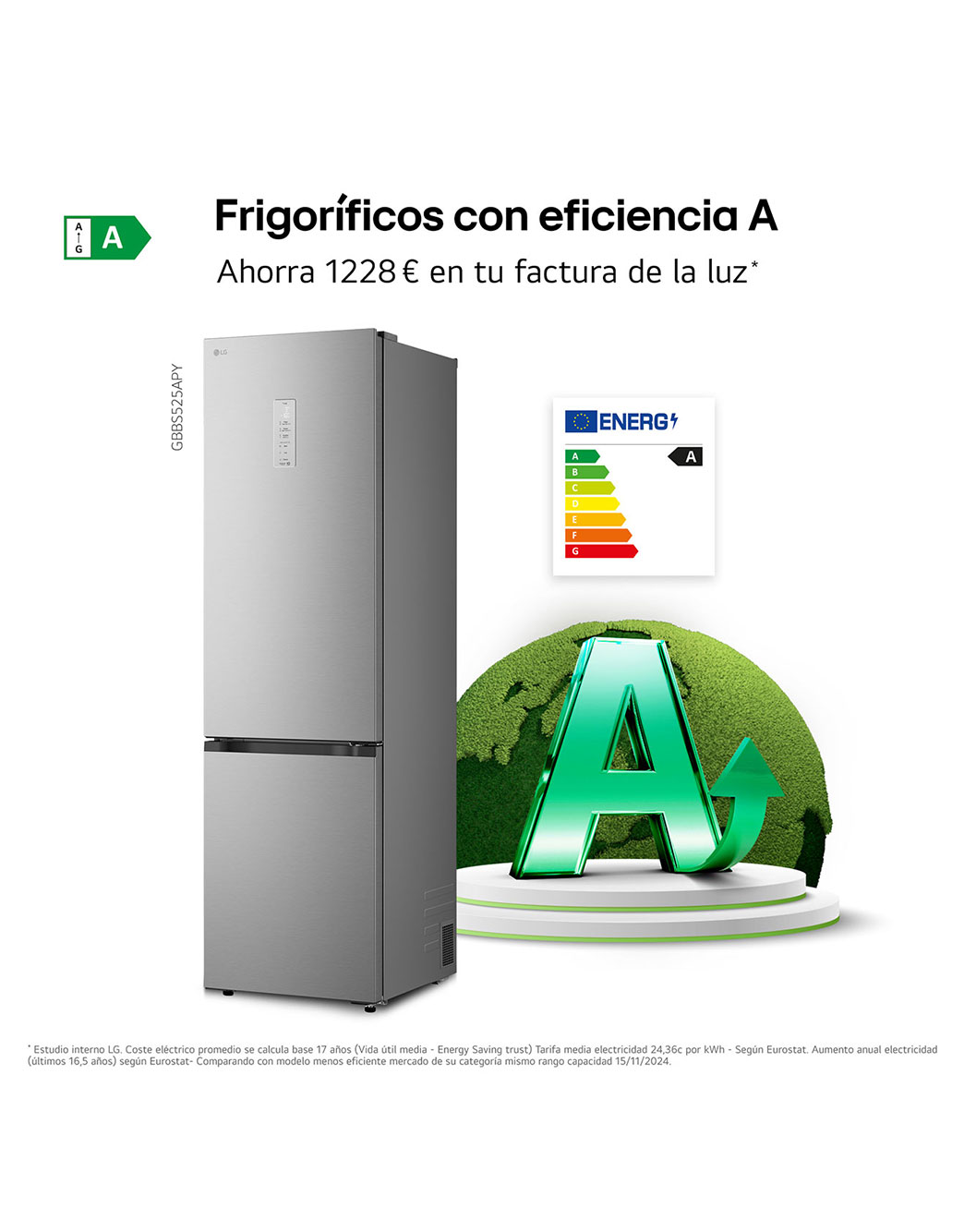 Frigorífico Combi | LG GBBS525APY DoorCooling+, 2,03m, capacidad de ...