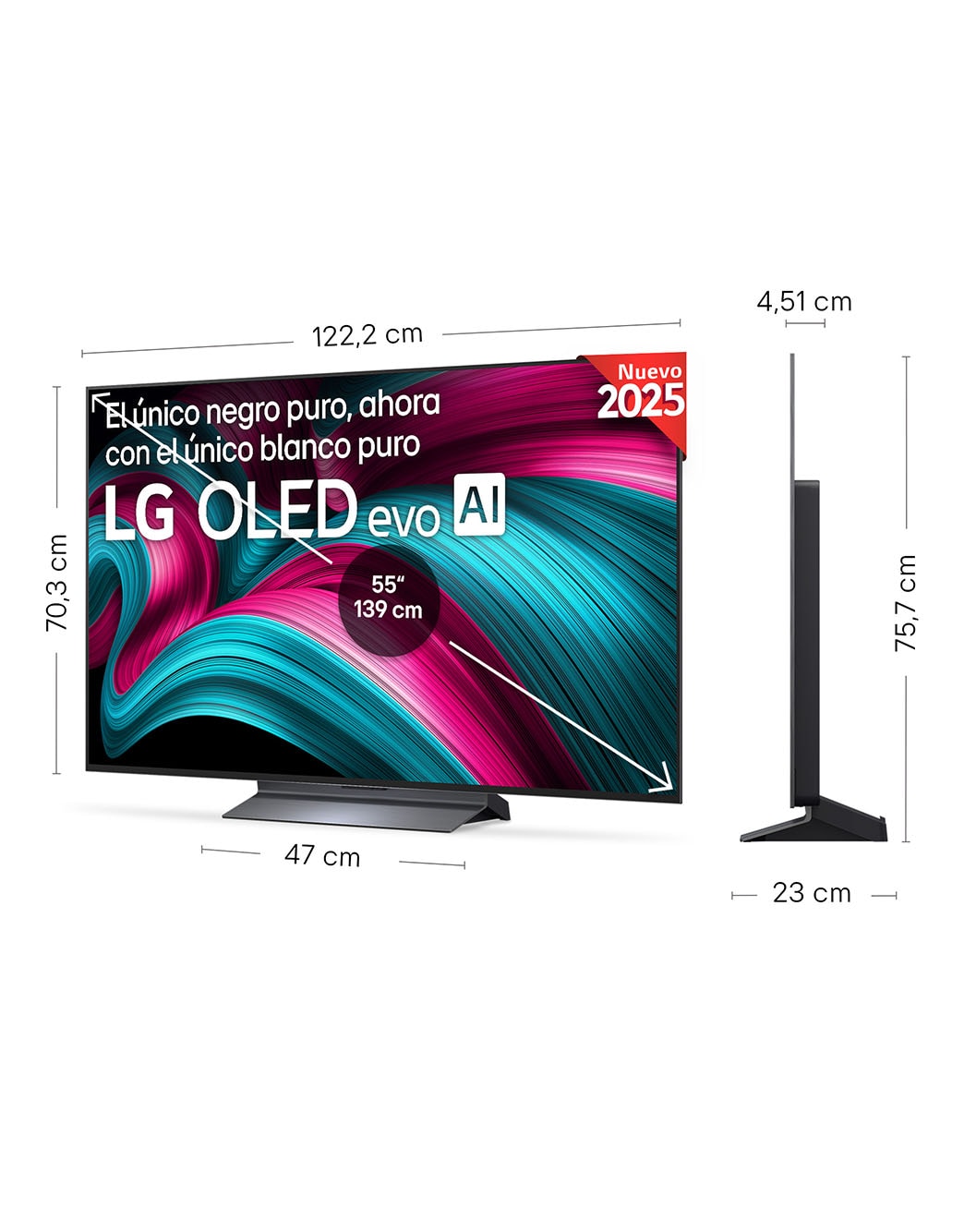 Smart TV LG OLED evo AI C5 55 pulgadas 4K 2025 - OLED55C56LB | LG ES