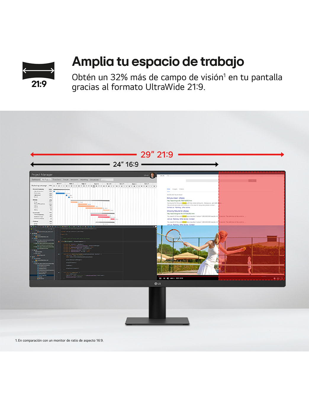 Monitor LG UltraWide 29'', IPS, UWFHD, 100 Hz, Negro - 29U511A-B | LG ES