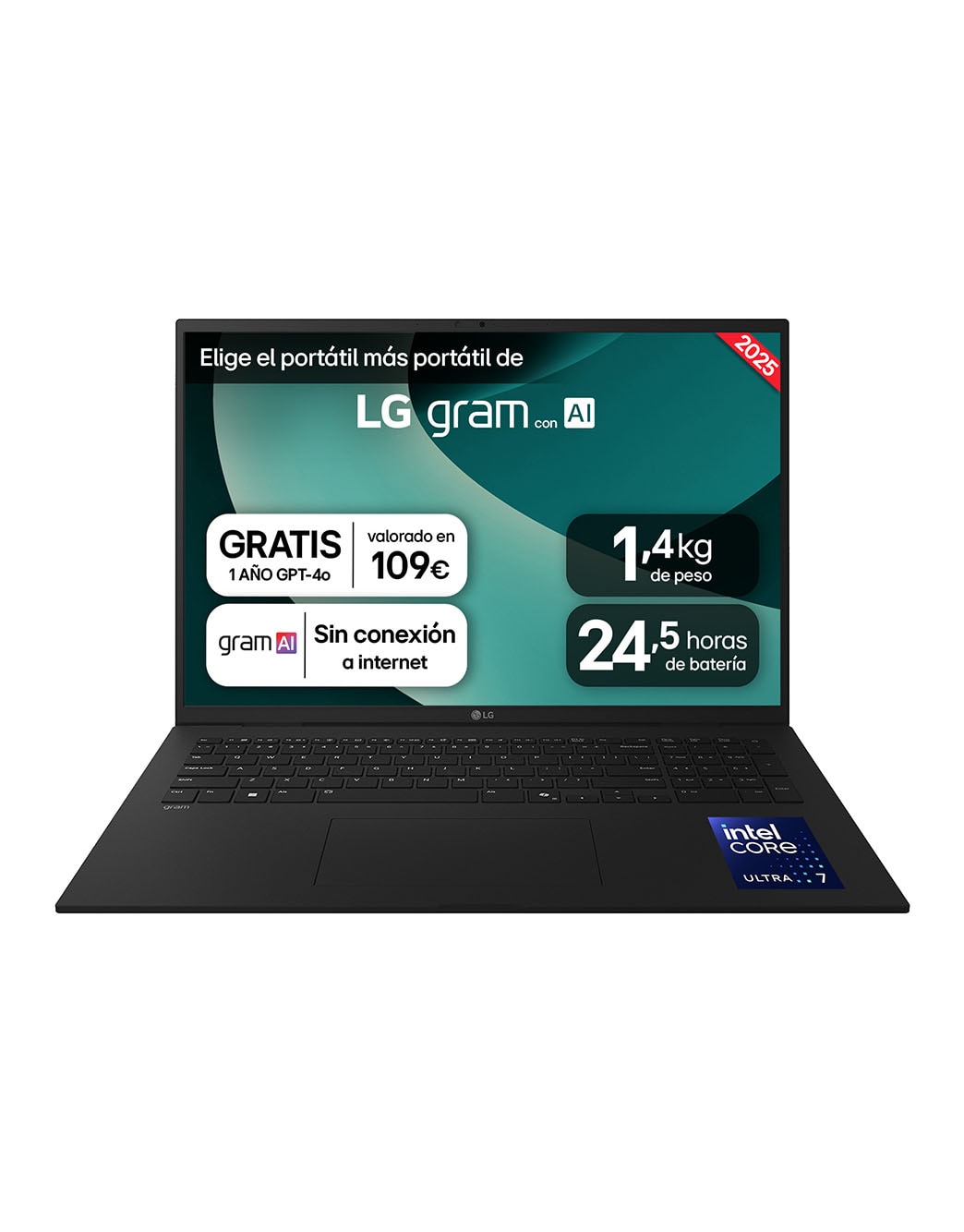 Portátil 17" LG gram - 17Z90TL, Windows 11, Intel® Core™ Lunar Lake, 32 GB RAM, 1 TB SSD, Panel ...
