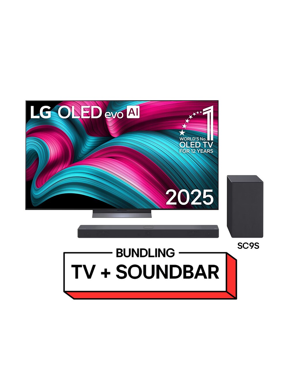77 inch LG OLED evo AI C5 4K Smart TV + Sound Bar LG - OLED77C5SC9 ...