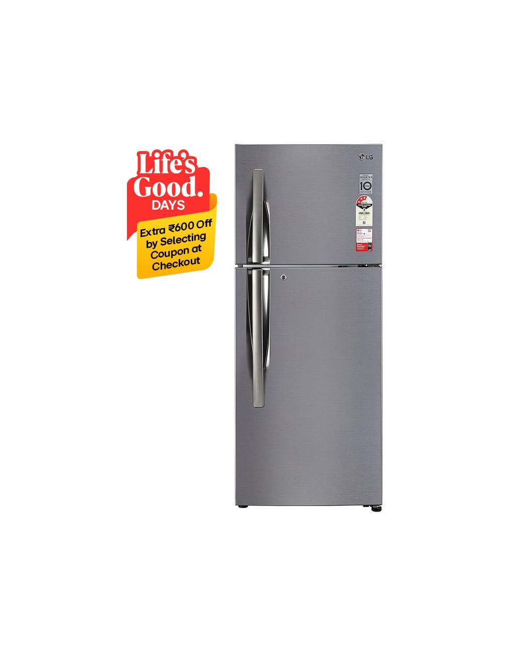 Buy LG 242L 2 Door Fridge, Shiny Steel - GL-I292RPZX | LG IN