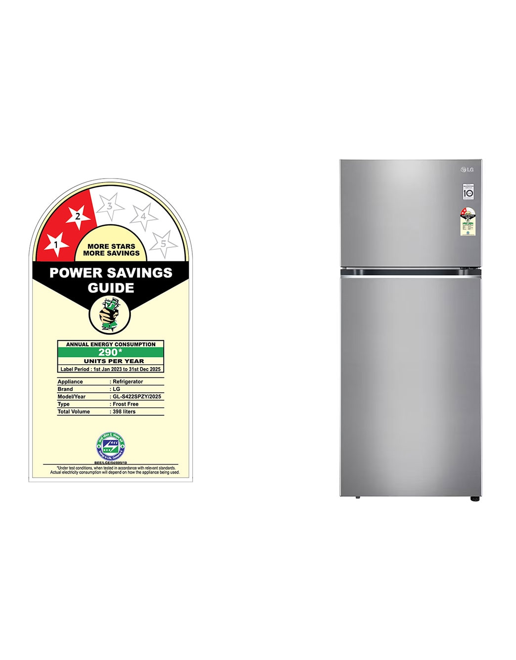 Buy 398L Double Door Refrigerator - GL-S422SPZY | LG IN