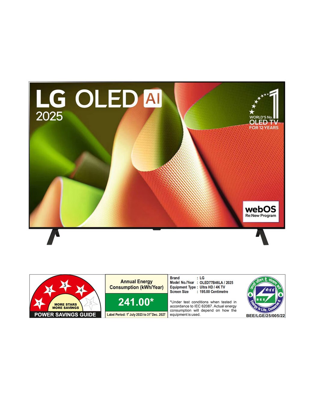 Buy LG 195 cm (77) OLED Smart TV - OLED77B46LA | LG IN