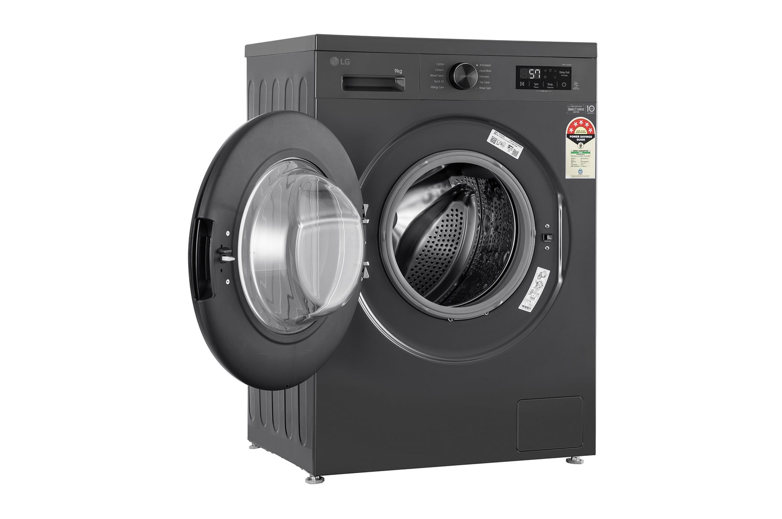 LG 9KG Front Load Washing Machine, Inverter Direct Drive, Middle Black ...