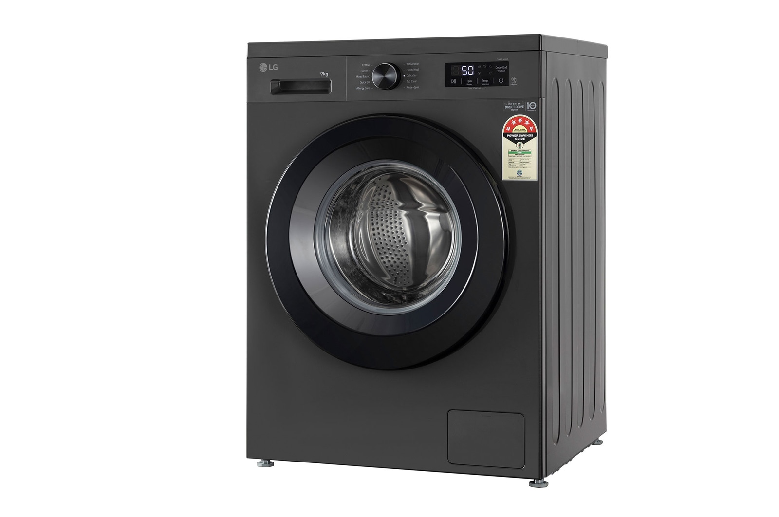 LG 9KG Front Load Washing Machine, Inverter Direct Drive, Middle Black ...