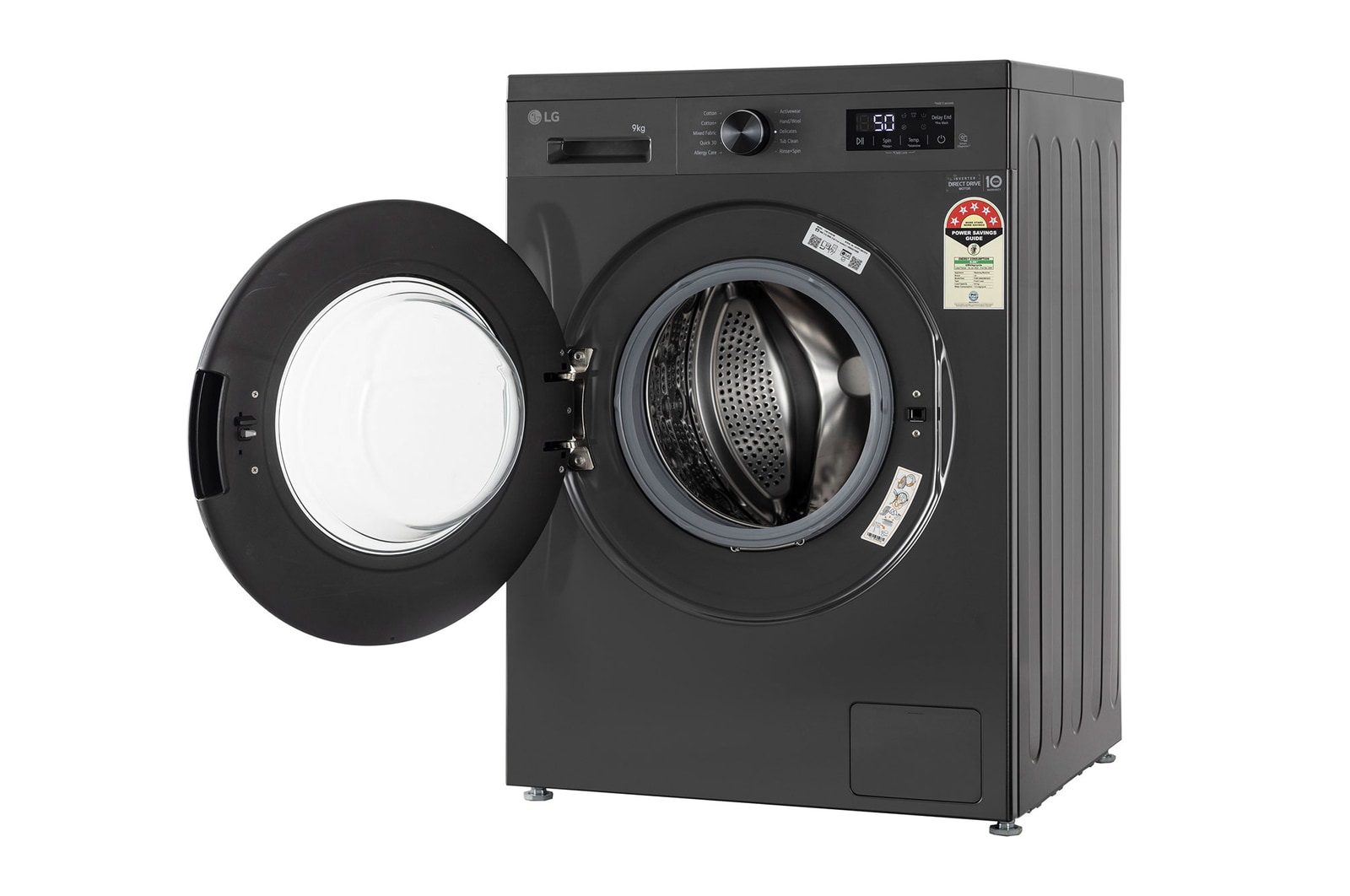 LG 9KG Front Load Washing Machine, Inverter Direct Drive, Middle Black ...