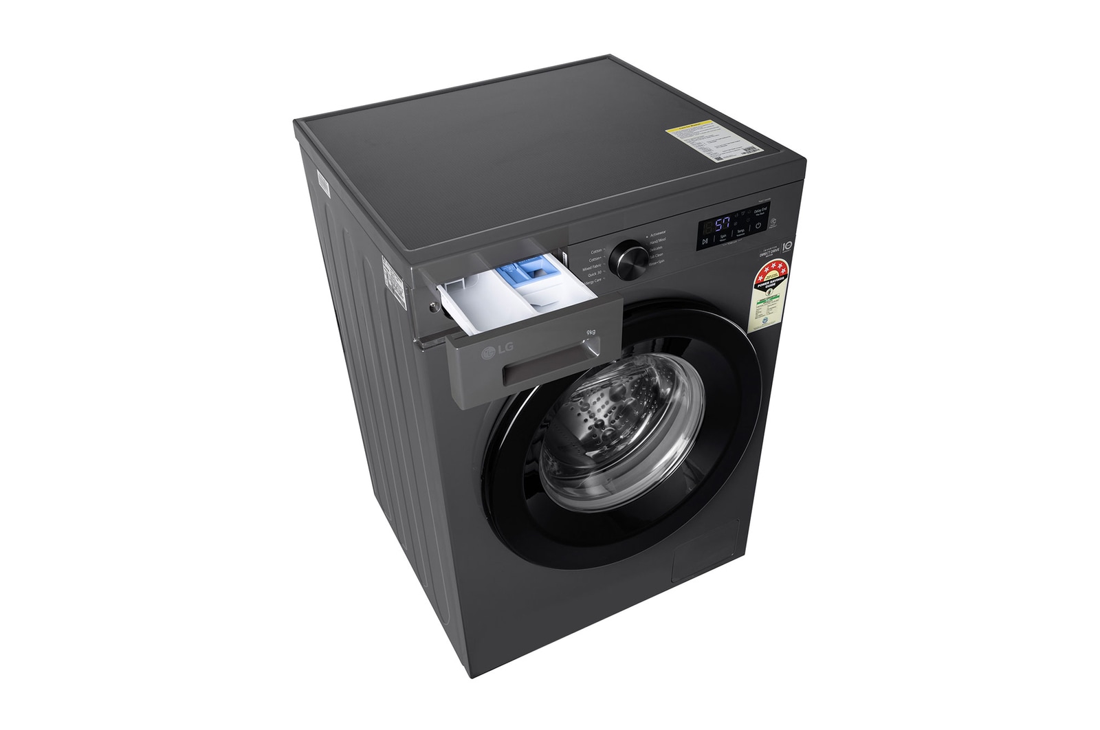 LG 9KG Front Load Washing Machine, Inverter Direct Drive, Middle Black ...