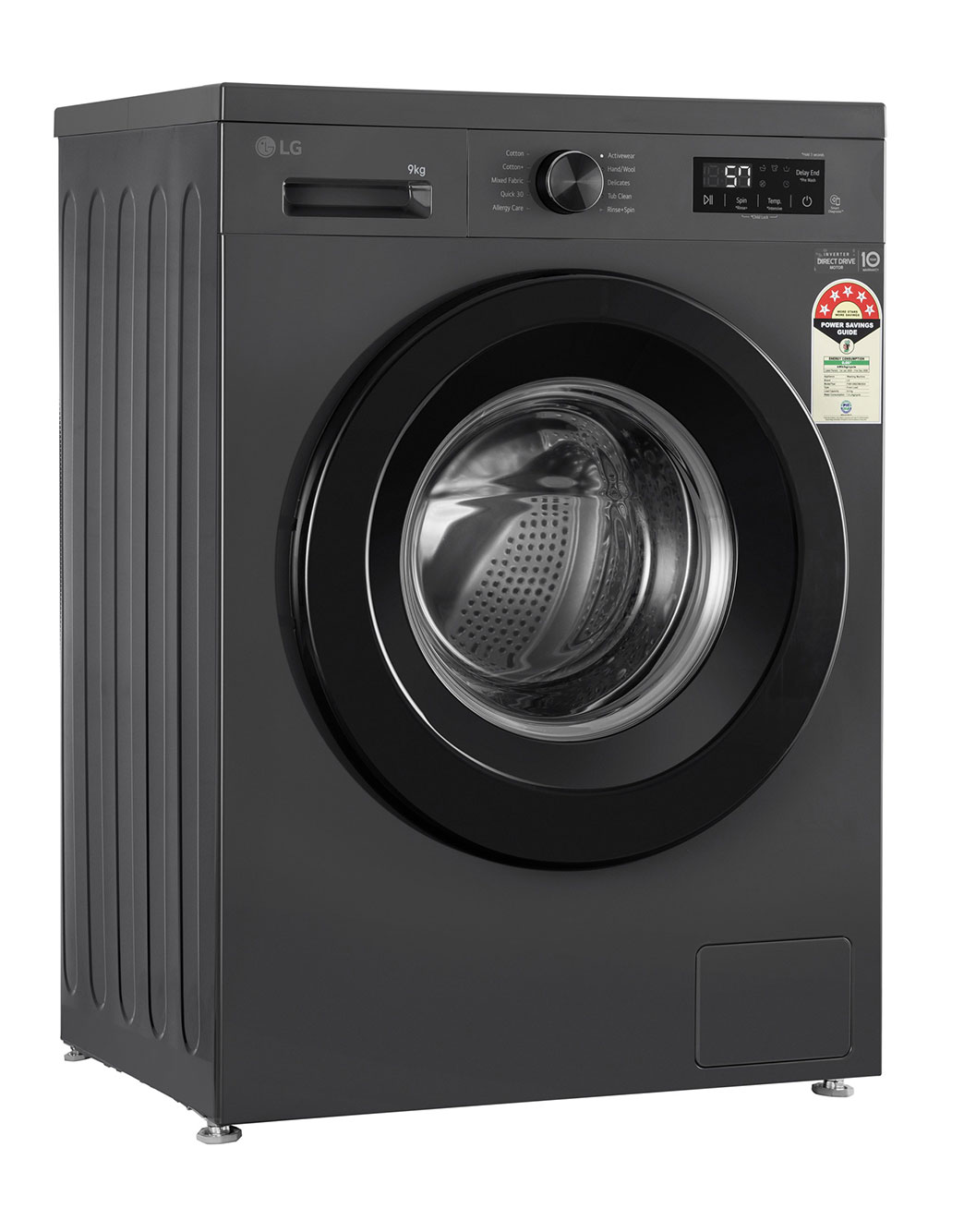 LG 9KG Front Load Washing Machine, Inverter Direct Drive, Middle Black ...