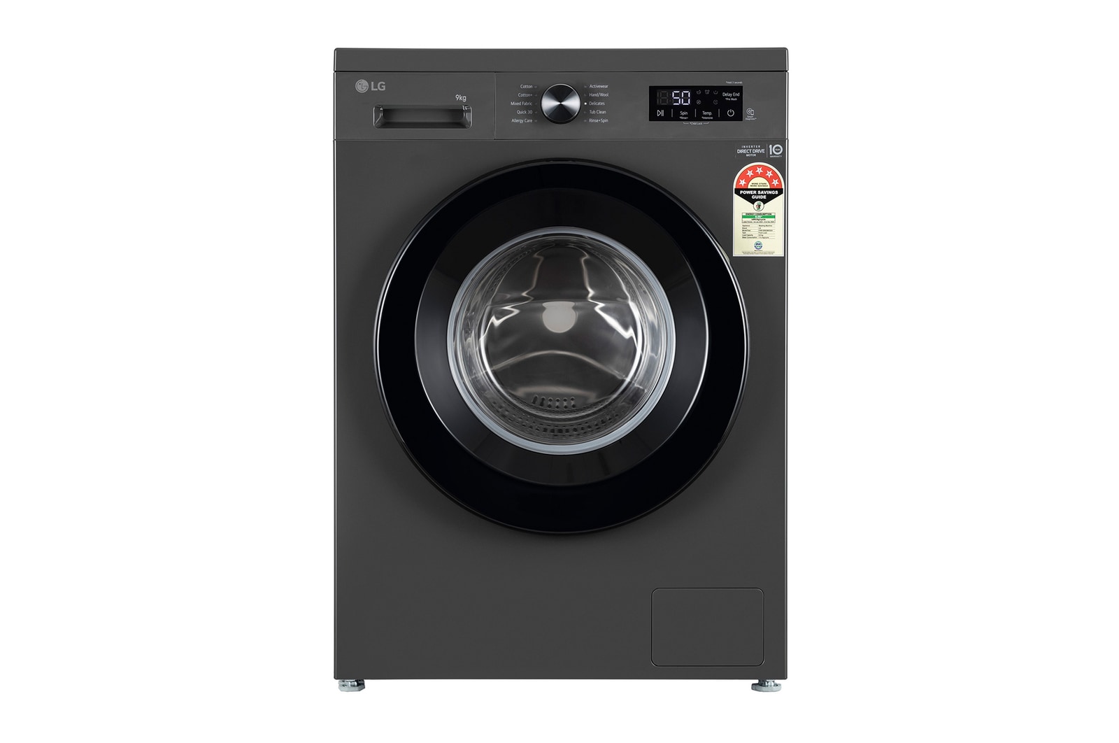 LG 9KG Front Load Washing Machine, Inverter Direct Drive, Middle Black ...