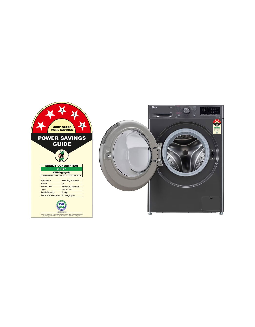 8 KG WiFi Front Load Washing Machine - FHP1208Z5M | LG IN