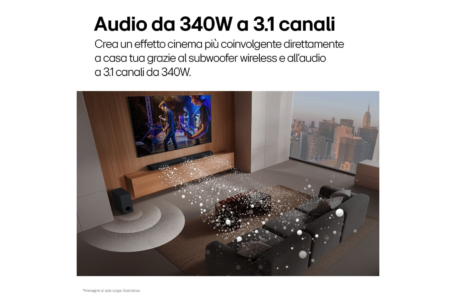LG Soundbar S60T 340W con 3.1 canali e subwoofer wireless | LG IT