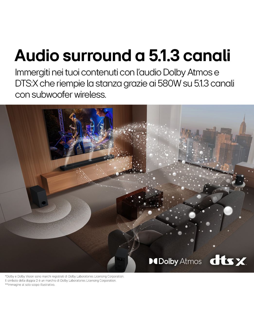 Soundbar Home Cinema LG S80TR con Dolby Atmos e altoparlanti posteriori ...