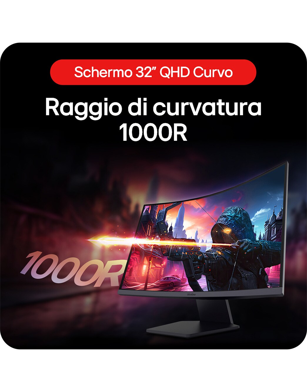 Monitor gaming UltraGear 32" | Serie GS60QC | QHD Curvo, 180Hz, 1ms ...