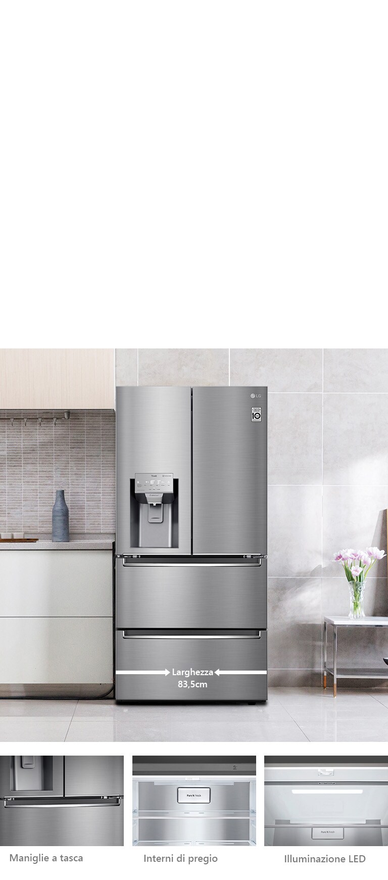 Frigorifero Multidoor Slim | Classe F, 517L | Freezer a cassetti, Wi-Fi ...