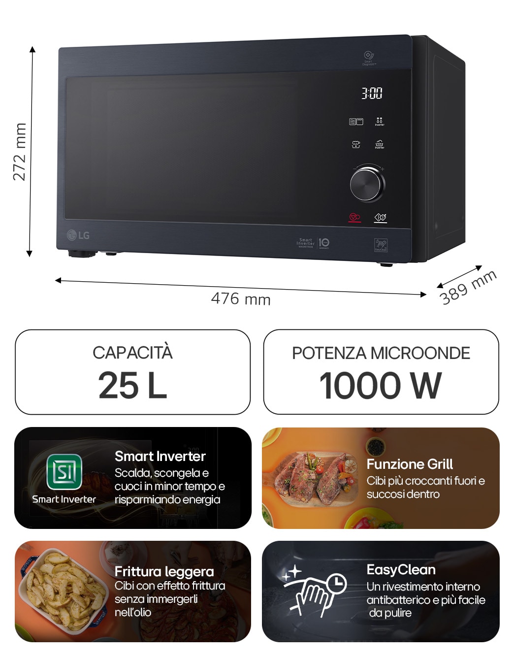 LG NeoChef MH6565CPW Microonde Grill 25L 1000W | LG Italia