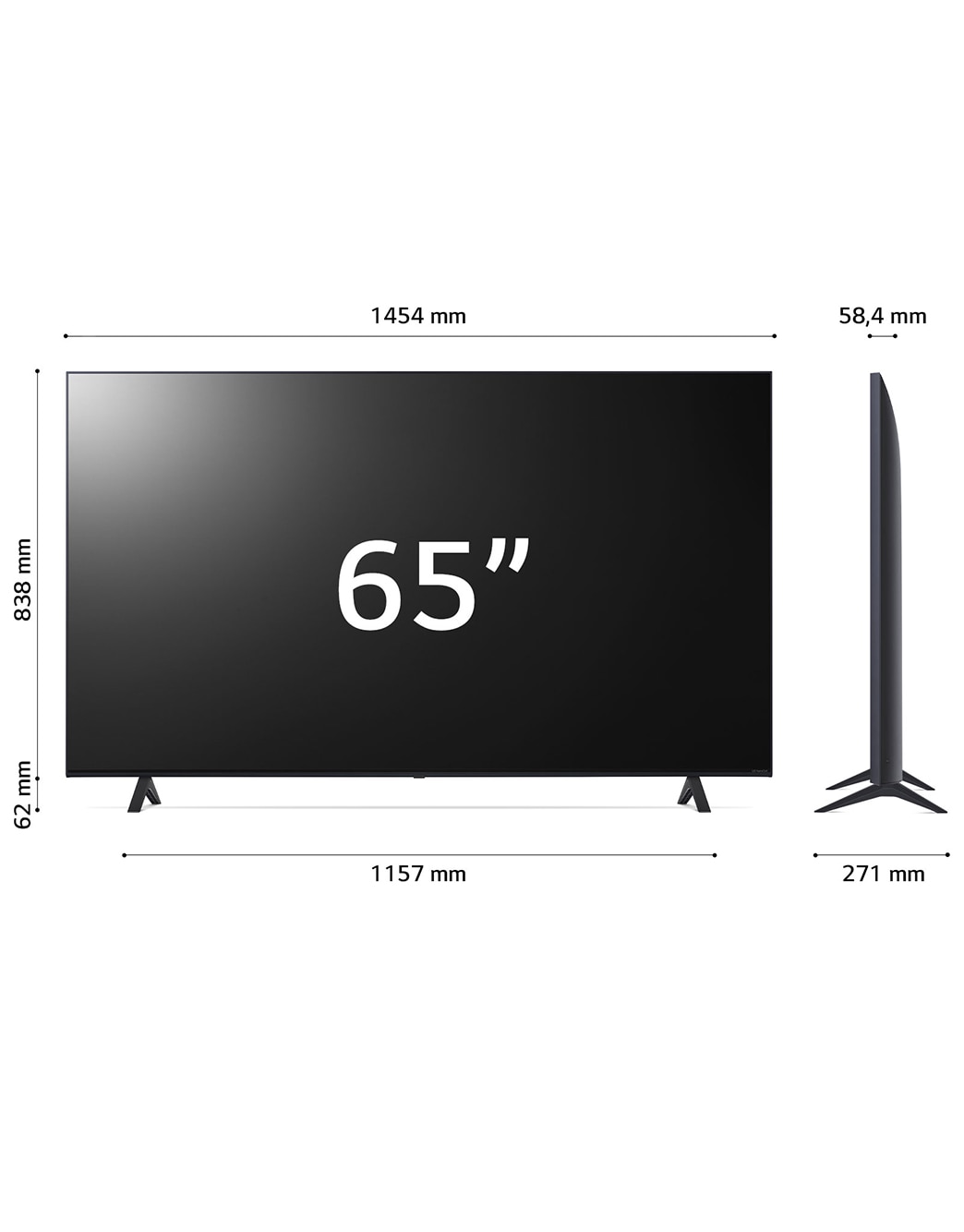 TV NanoCell | Serie NANO75 65'' | 4K, α5 Gen5, HDR10, 20W, 3 HDMI, Game ...