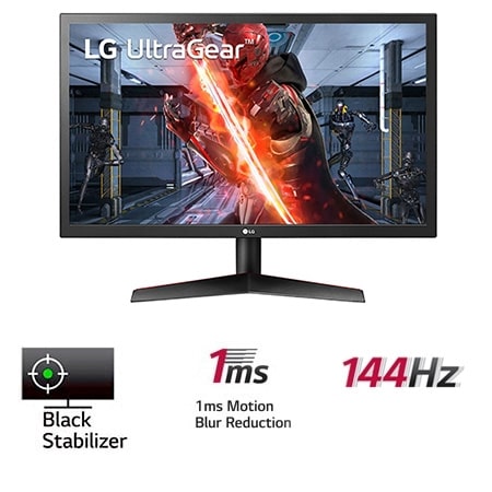 Монитор LG, LED, 24"(60.96 см), FHD 1920x1080, 144Гц, TN, Adaptive Sync ...