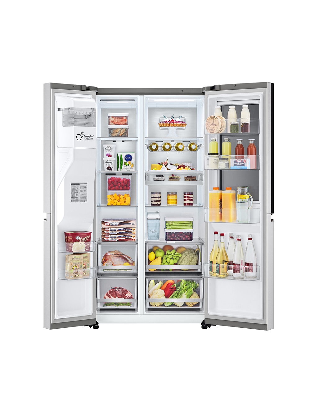 Вид холодильника GC-X257CAEV, LG Side-by-Side, 617л спереди | LG KZ
