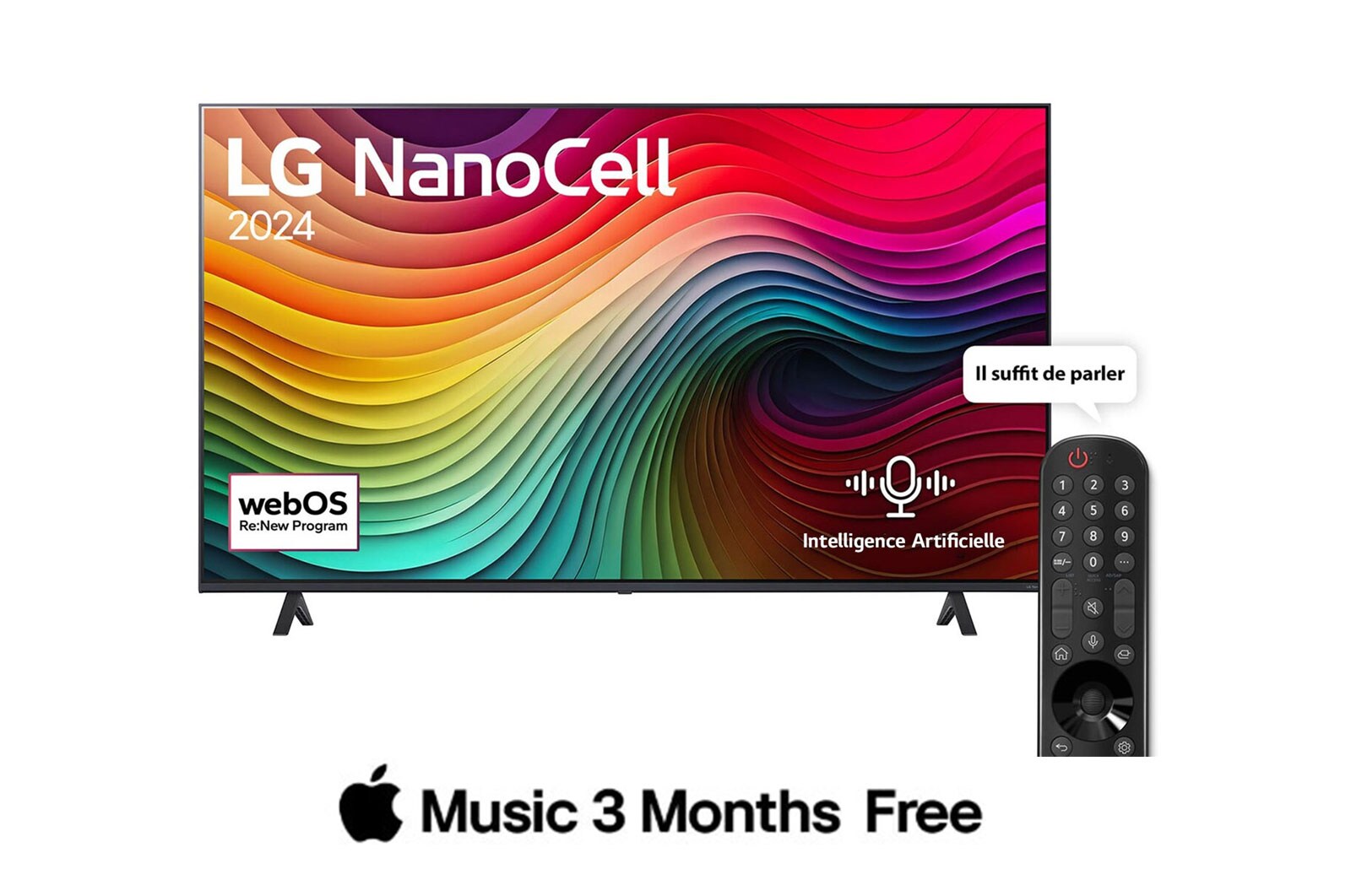Smart TV LG NanoCell NANO80 4K, 55 pouces, Télécommande Magique IA HDR10 webOS24 2024 ...