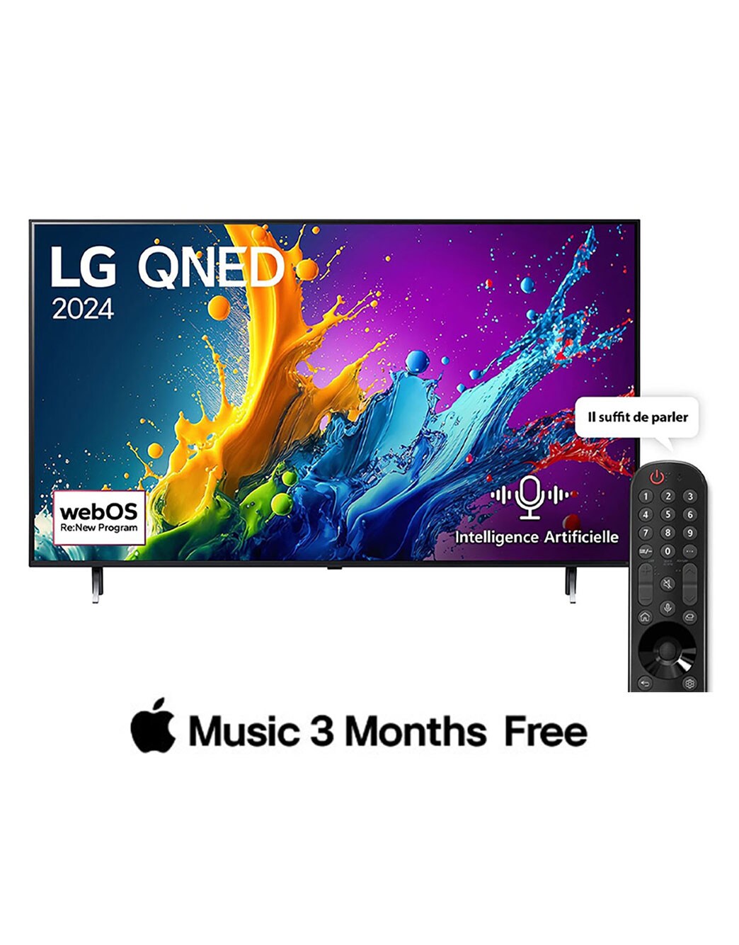 Smart TV LG QNED AI QNED80 4K, 55 pouces, Télécommande Magique IA HDR10 webOS24 2024 ...